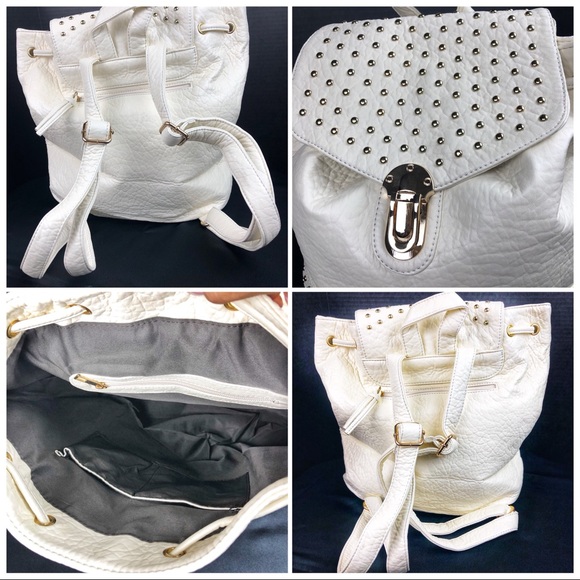 Bags | Newstunning Ivory Gold Studded Premium Backpack | Poshmark